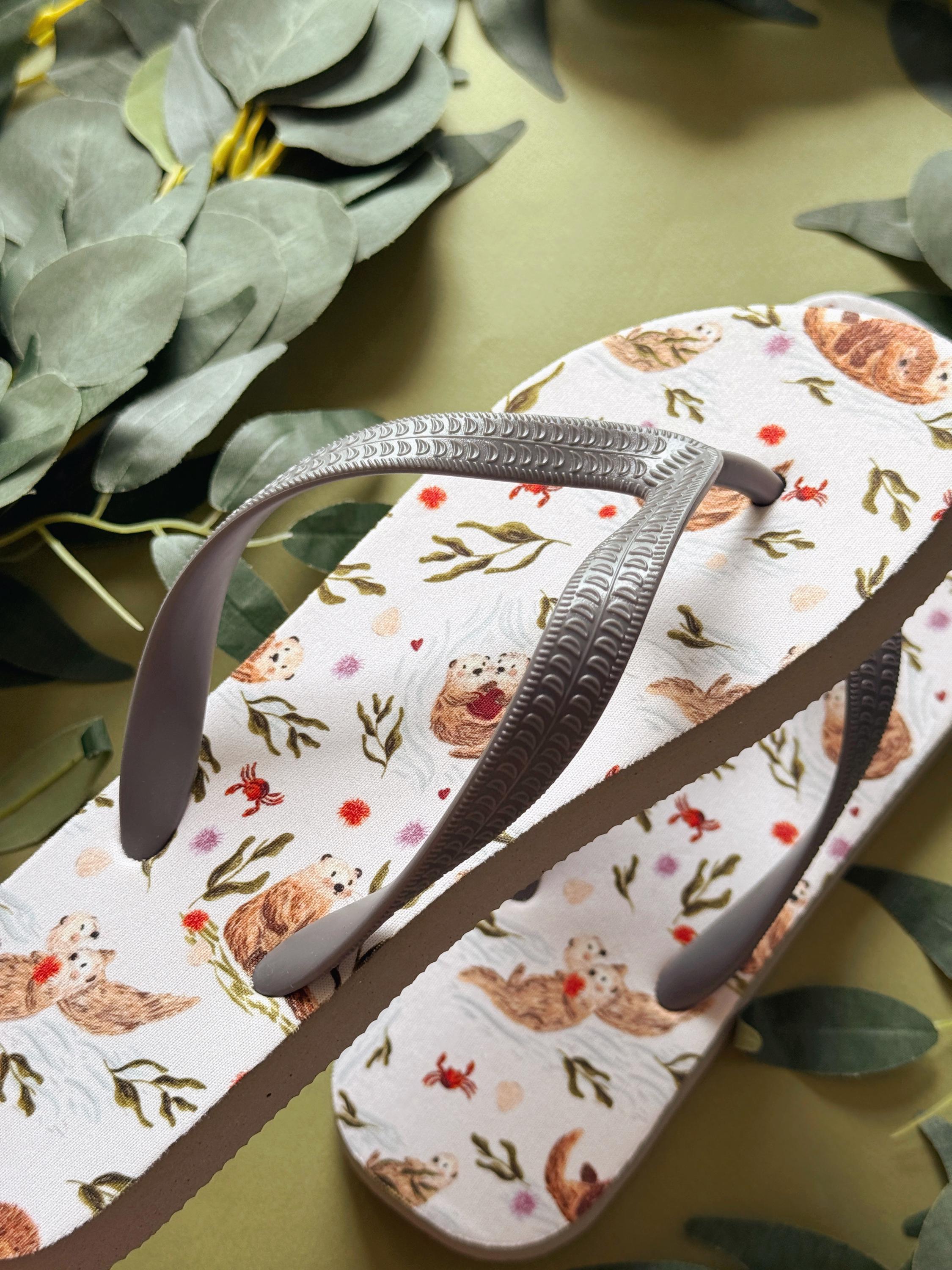 Otter Flip Flops Adult - Holiday Flip Flops - Beach Shoes - Unisex Flip ...