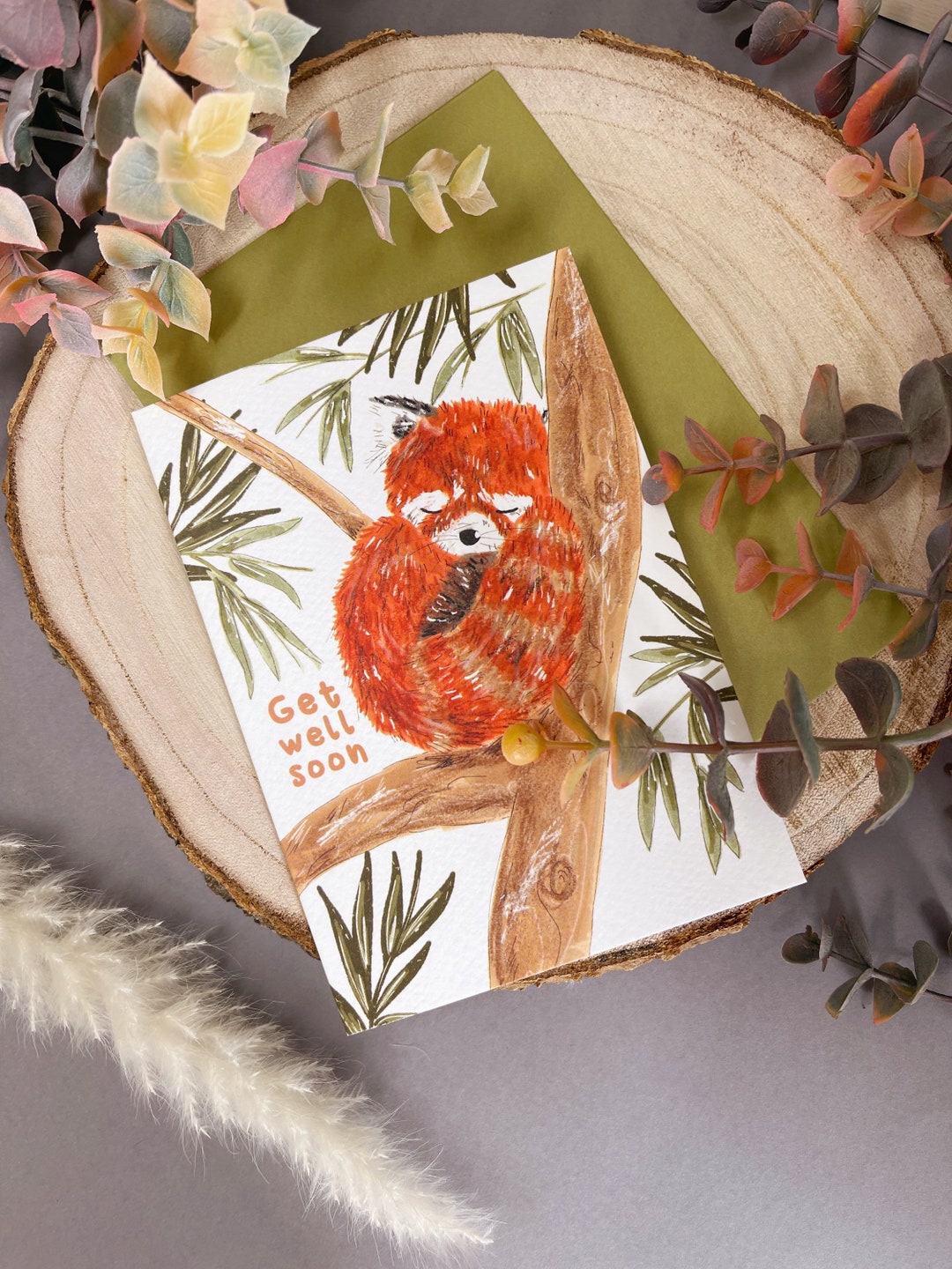 Red Panda Card - Get Well Card - Red Panda Get Well Card - Wildlife ...