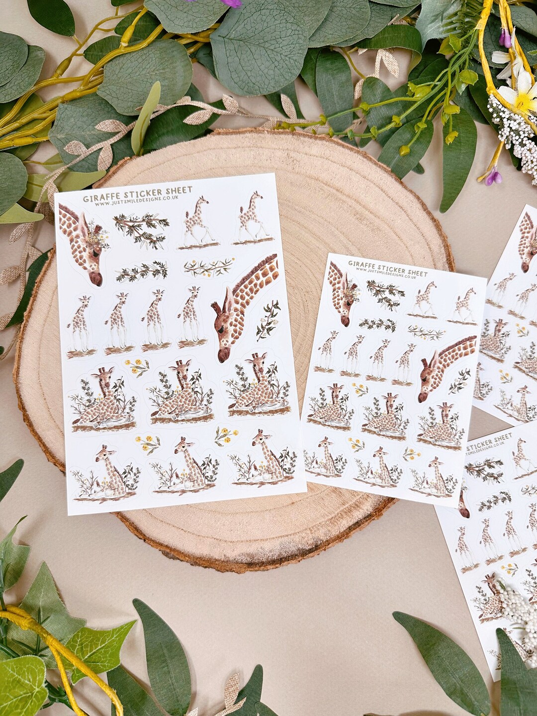 Giraffe Stickers - Giraffe Sticker Sheet - Giraffe Sticker Pack- Vinyl ...