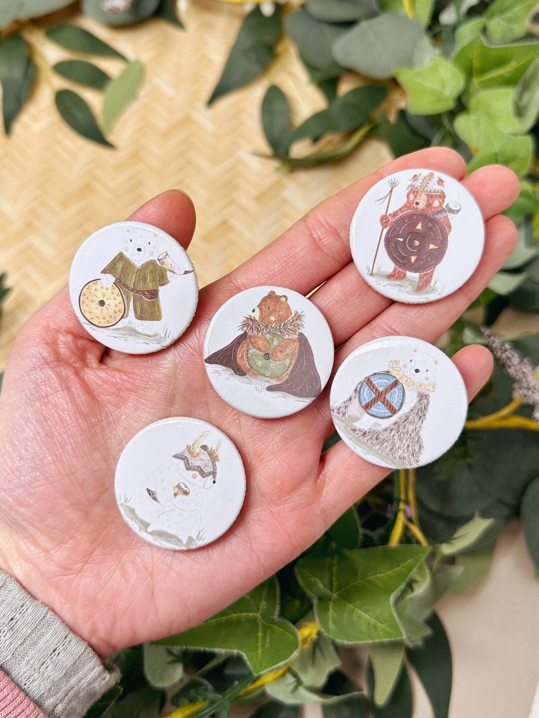 Viking Bear Pin Badges - Bear Badge - Cute Viking Bear Badge - Viking ...