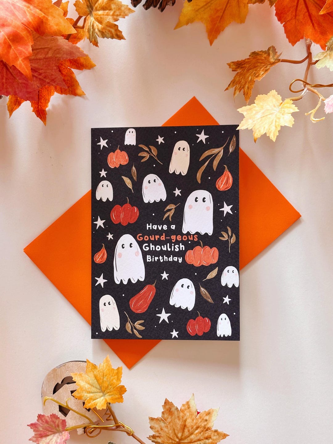 Ghost Birthday Card - Halloween Card - Autumn Fall Birthday Card ...