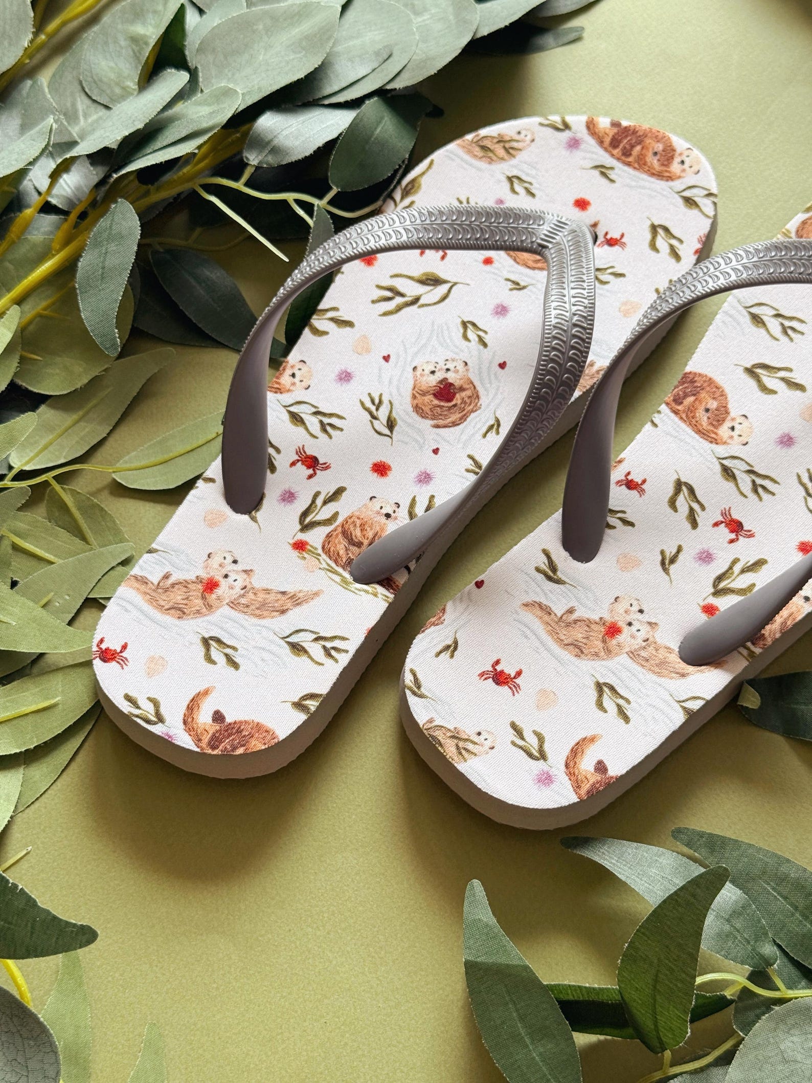 Otter Flip Flops Adult - Holiday Flip Flops - Beach Shoes - Unisex Flip ...