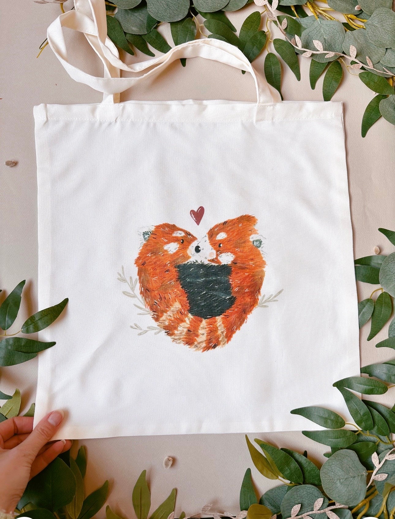 Red Panda Tote Bag Illustrated Tote Bag Red Panda Bag - Etsy