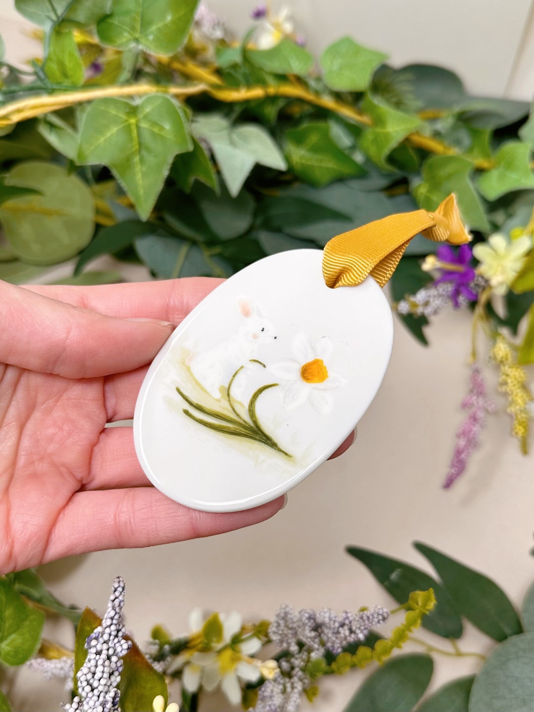 Bunny Ceramic Decoration - Easter Ornaments - Easter Tree Decoration ...