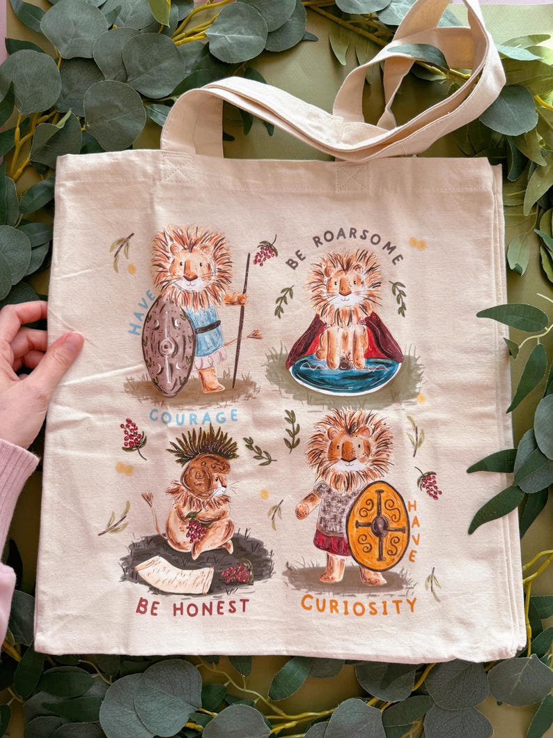 Warrior Lion Tote Bag - Illustrated Tote Bag -book Bag Tote -holiday ...