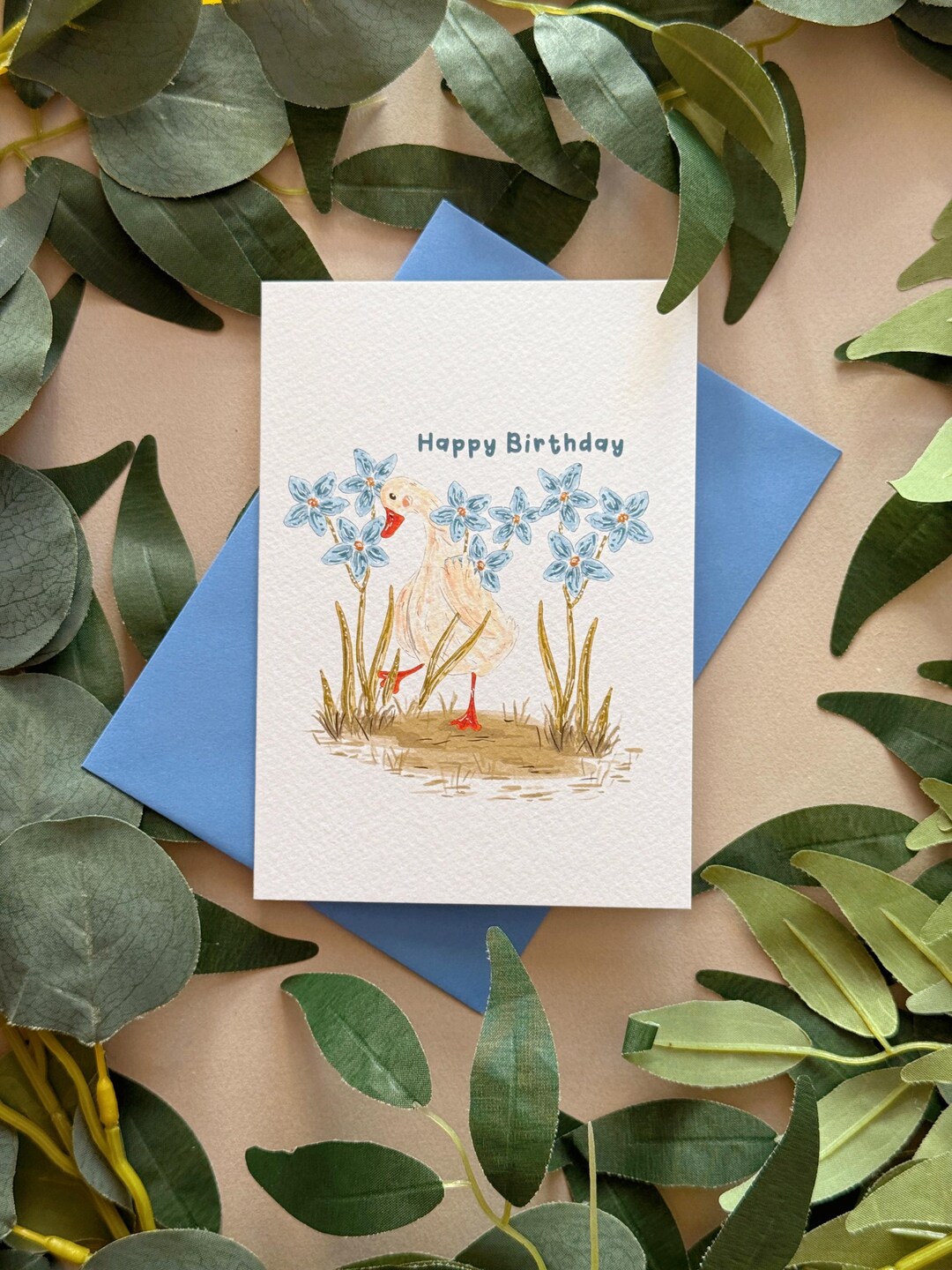 Duck Bouquet of Flowers Birthday Card - Duck Lover Gift Idea - A6 Size ...