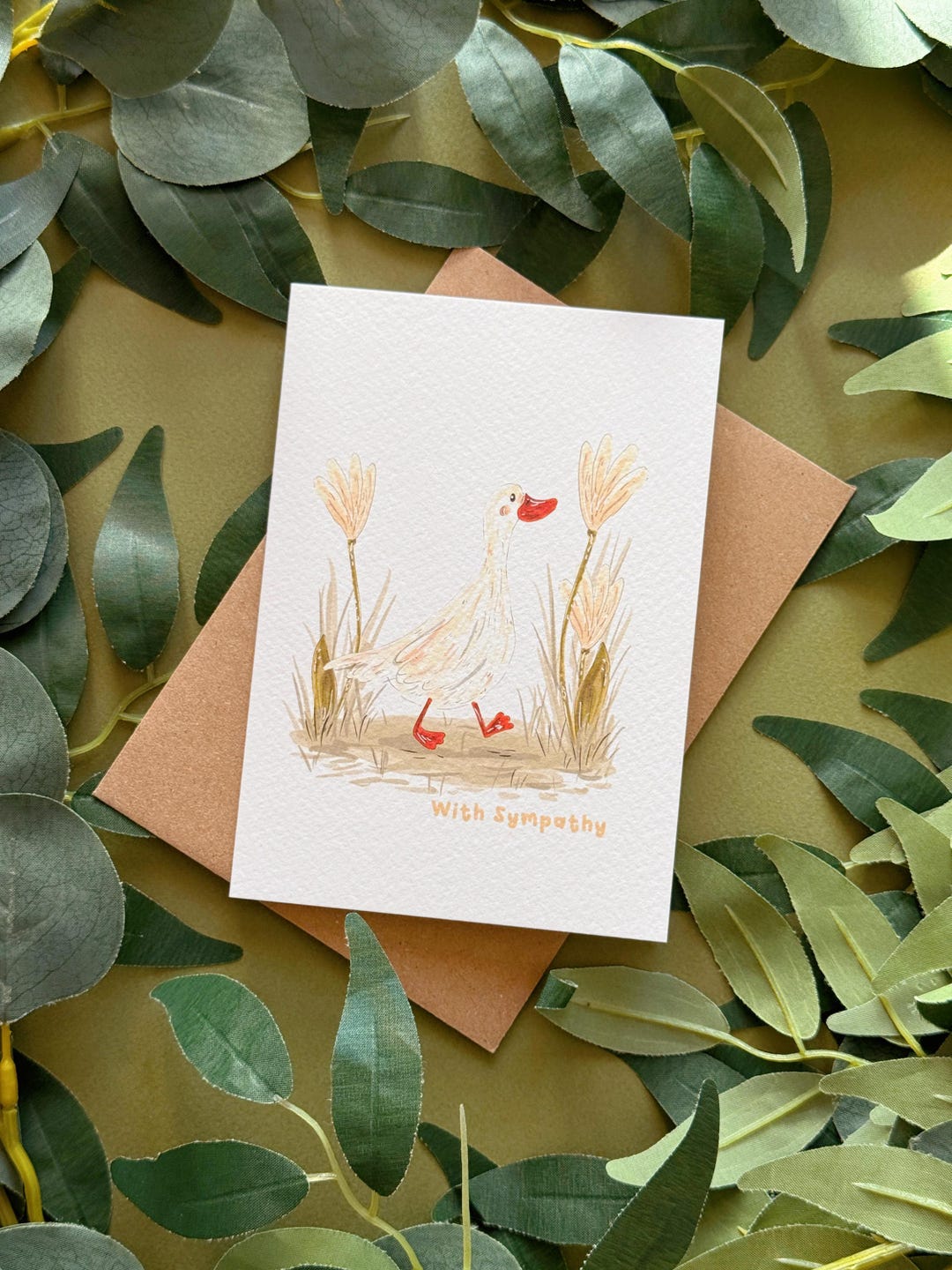 Duck Sympathy Card - Duck Thinking of You - A6 Size - Illustrated Card ...