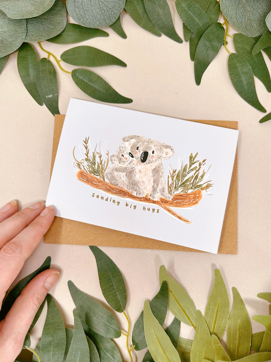 Koala Hugs Card - Koala Sending Hugs Card - Thinking of You Card - Cute ...