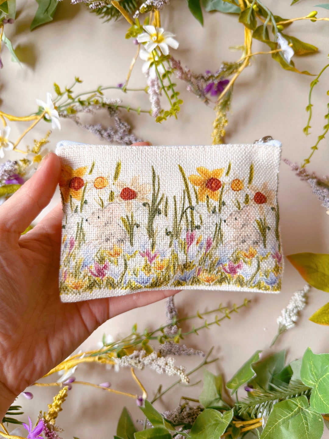 Mouse Zip Pouch - Linen Bag - Garden Mouse Bag - Jewellery Bag - Mouse ...