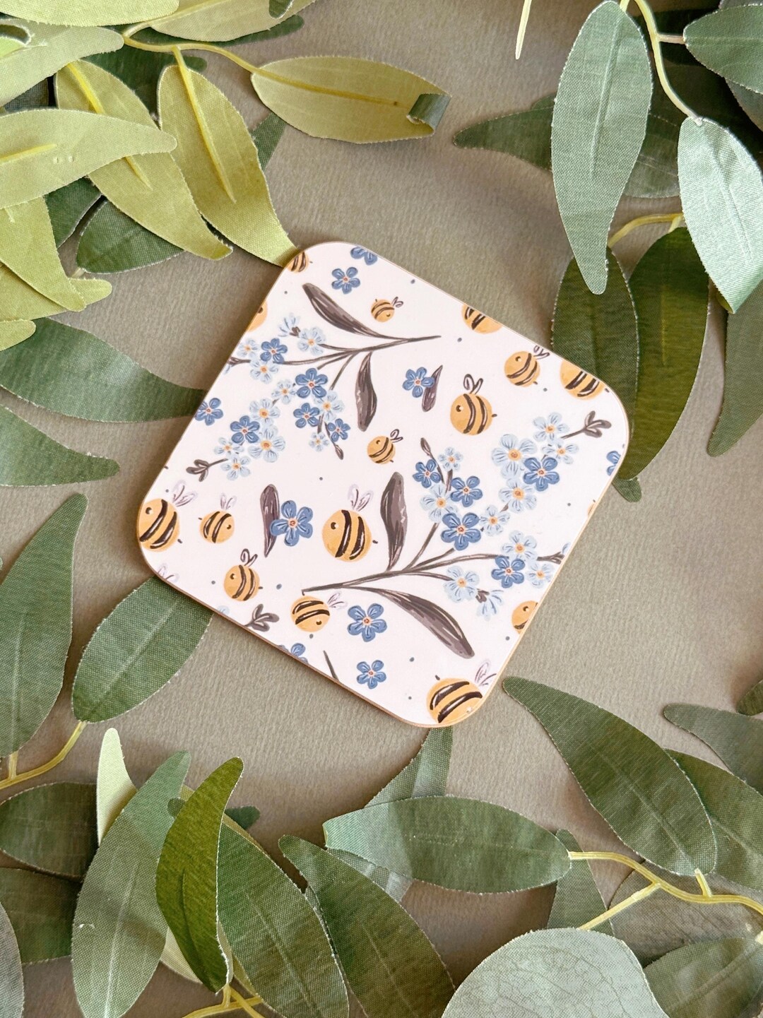 Forget Me Not Coaster - Floral Coaster - Bee Lover Gift - Coffee Drinks ...