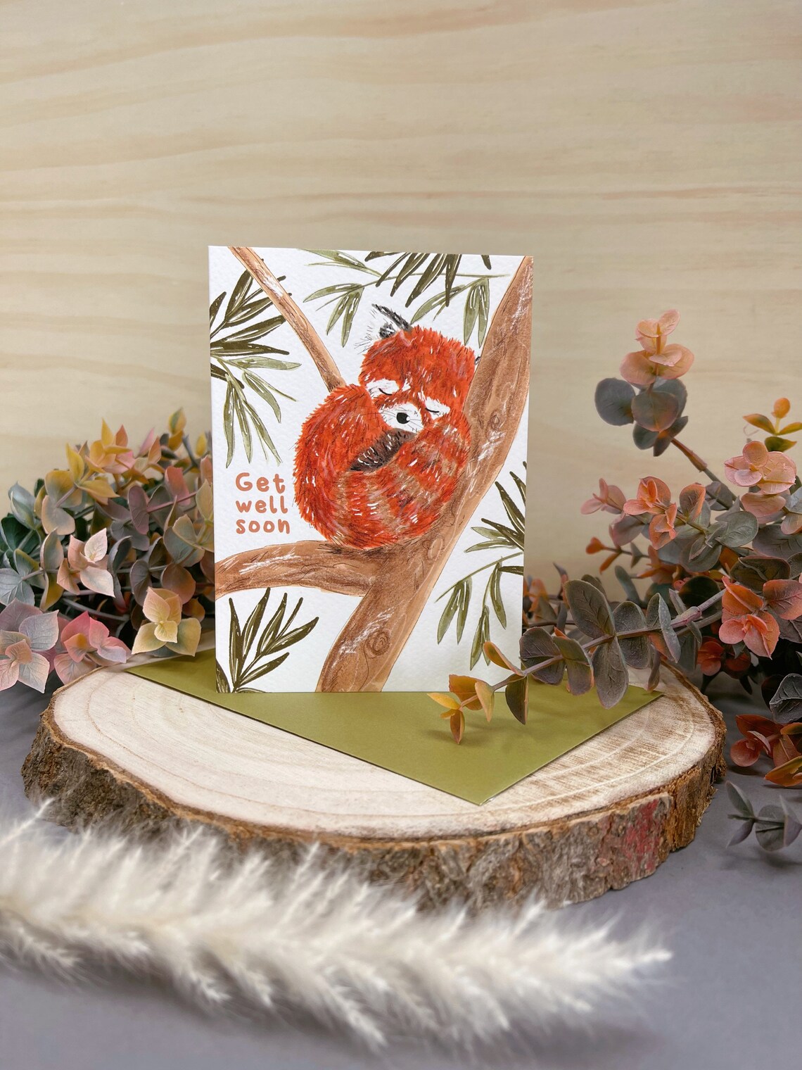 Red Panda Card Get Well Card Red Panda Get Well Card - Etsy