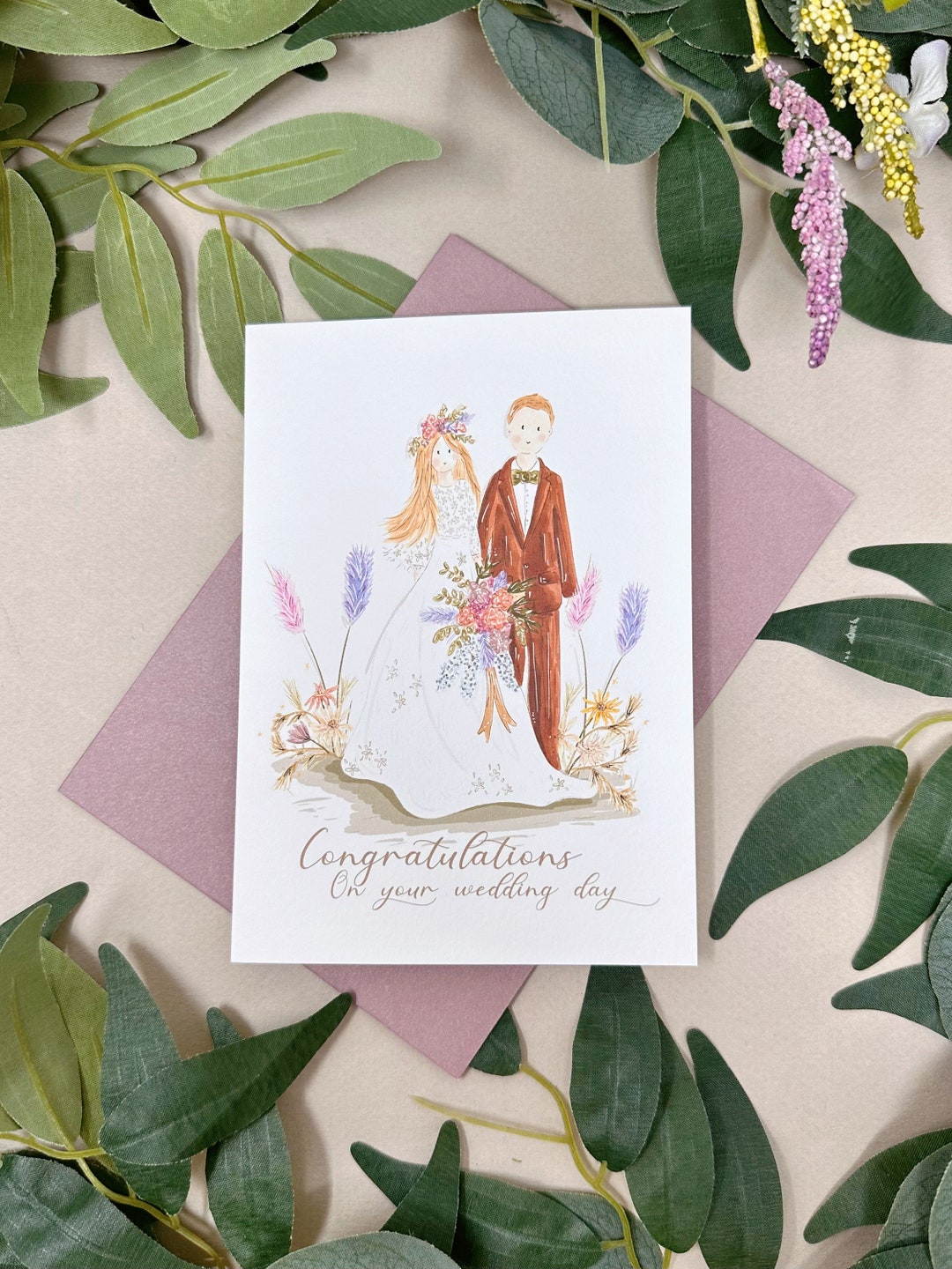 Bohemian Wedding Card - Bohemian Mr & Mrs Wedding Card ...