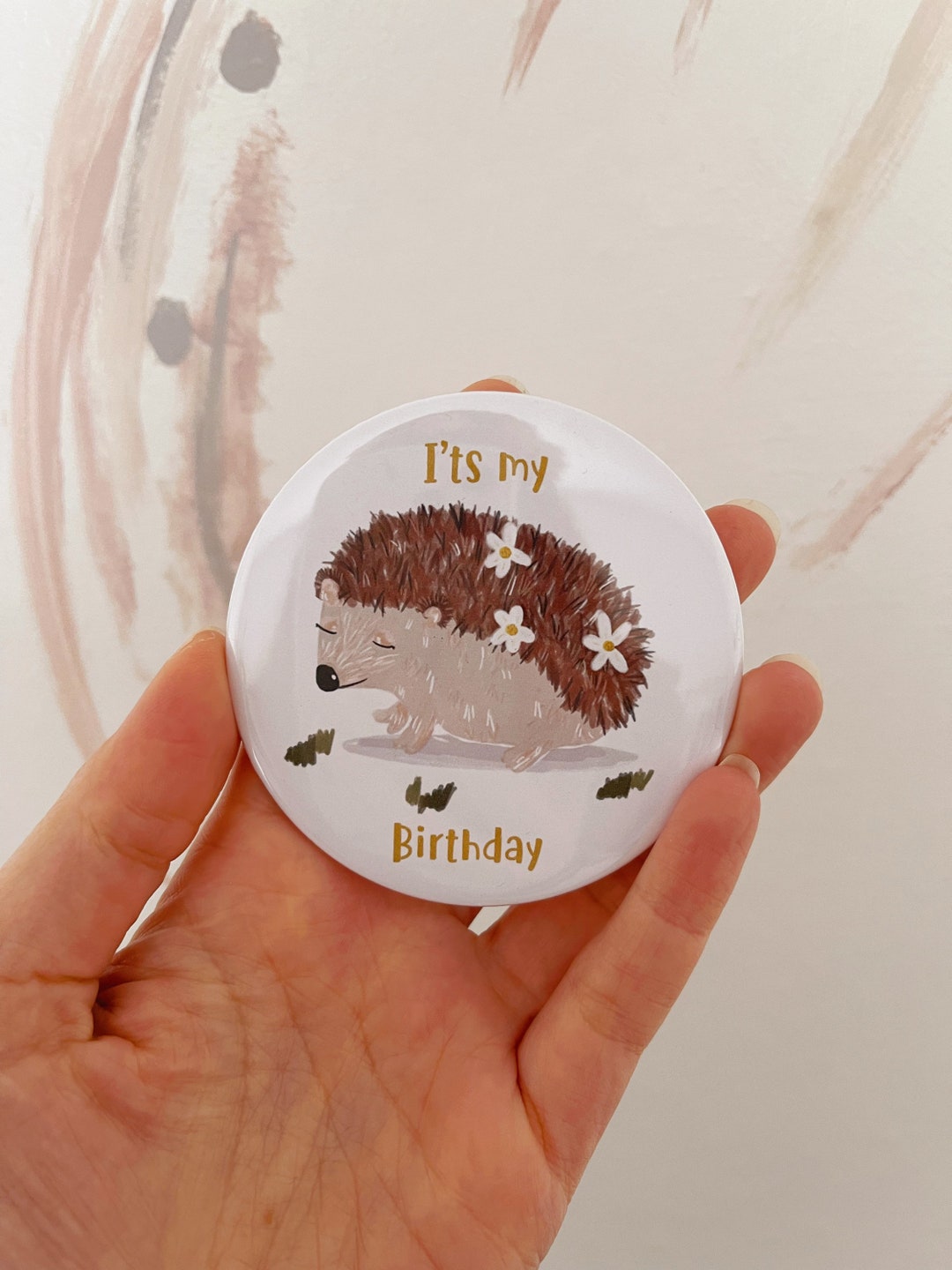 Hedgehog Badges - Birthday Badge - Birthday Hedgehog Badge - Hedgehog ...