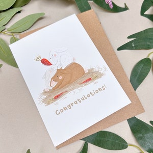 Rabbit Congratulations Card - Bunny Congratulations Card - Cute Bunny ...