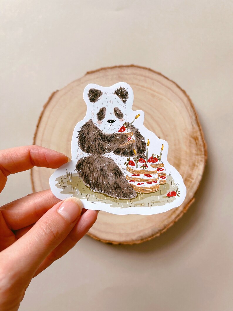 Panda Vinyl Sticker - Cute Panda Laptop Sticker - Glossy Sticker ...