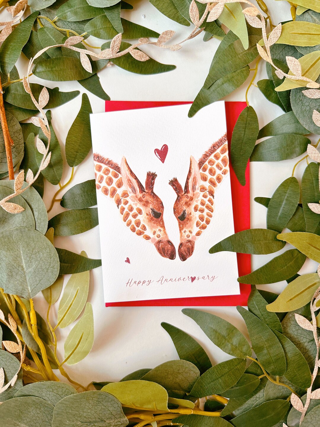 Giraffe Anniversary Card Giraffe Card Anniversary Card Love Card Happy ...