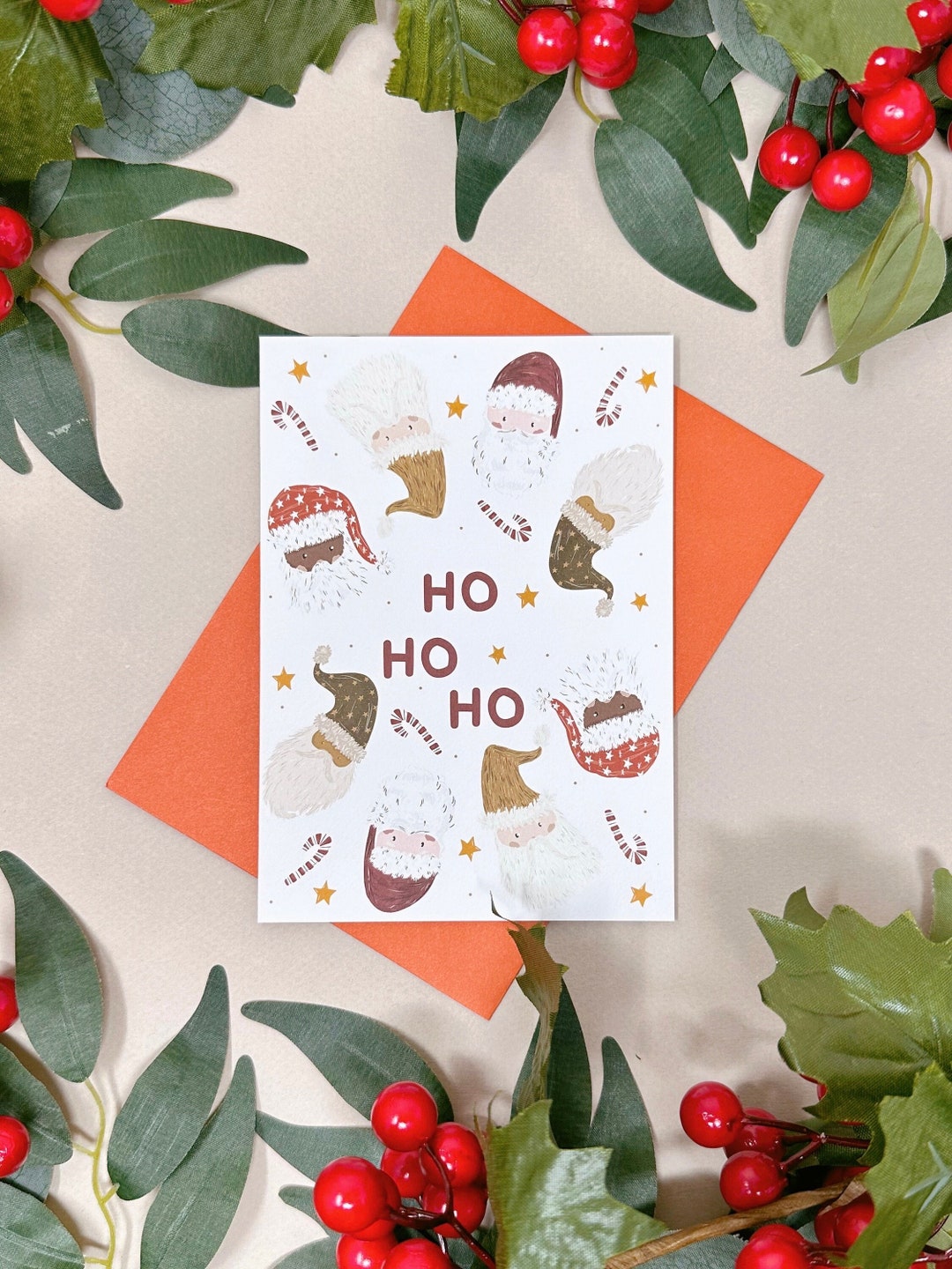 Santa Christmas Card - Santa Gonk Card - Christmas Card - Christmas ...