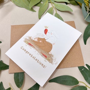 Rabbit Congratulations Card - Bunny Congratulations Card - Cute Bunny ...