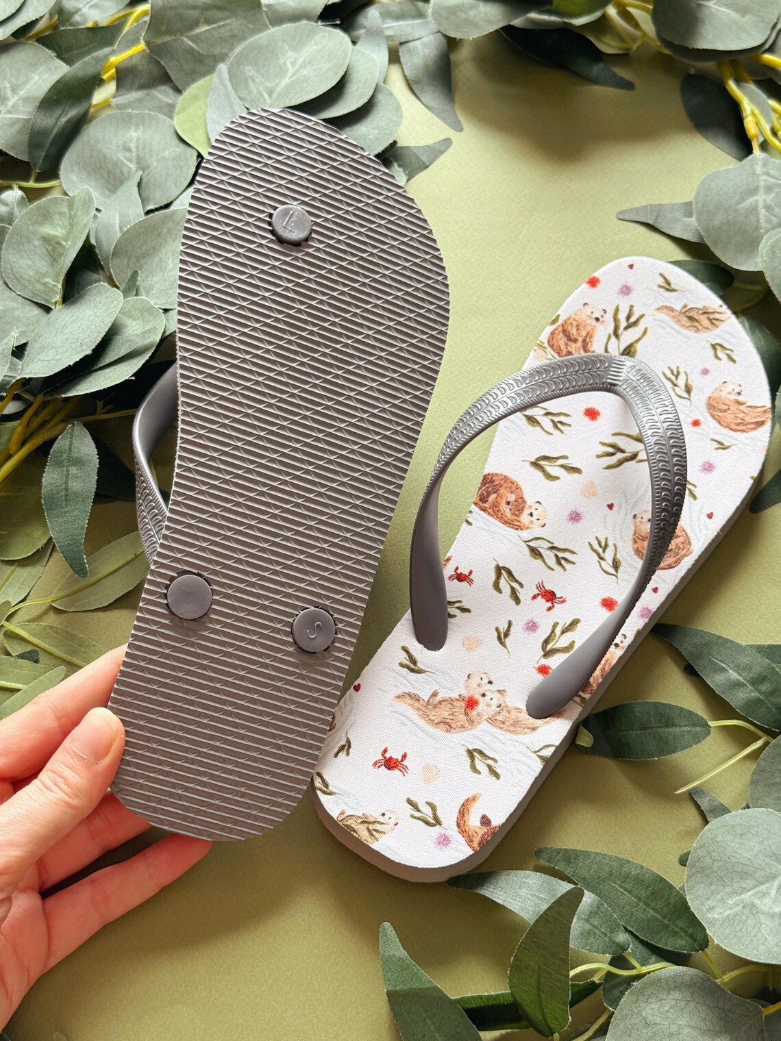 Otter Flip Flops Adult - Holiday Flip Flops - Beach Shoes - Unisex Flip ...