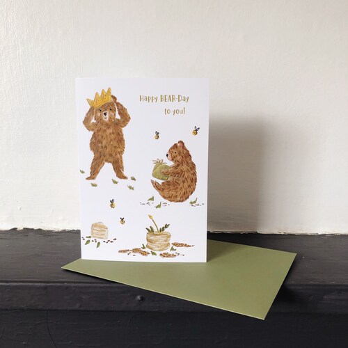 Bear Birthday Card Kids Birthday Card Childrens Birthday | Etsy