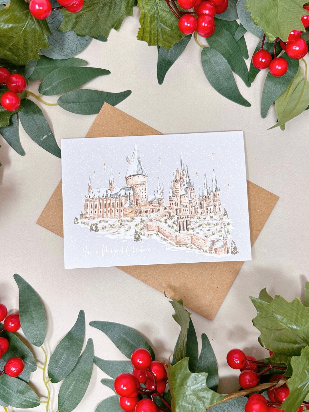 Magical Castle Inspired Card Wizarding Christmas Card Castle Christmas ...