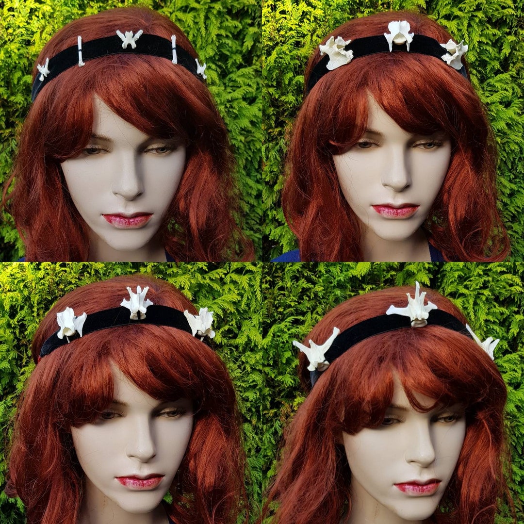Real Animal Bone Headband on Black Velvet, Taxidermy, Halloween, Party ...