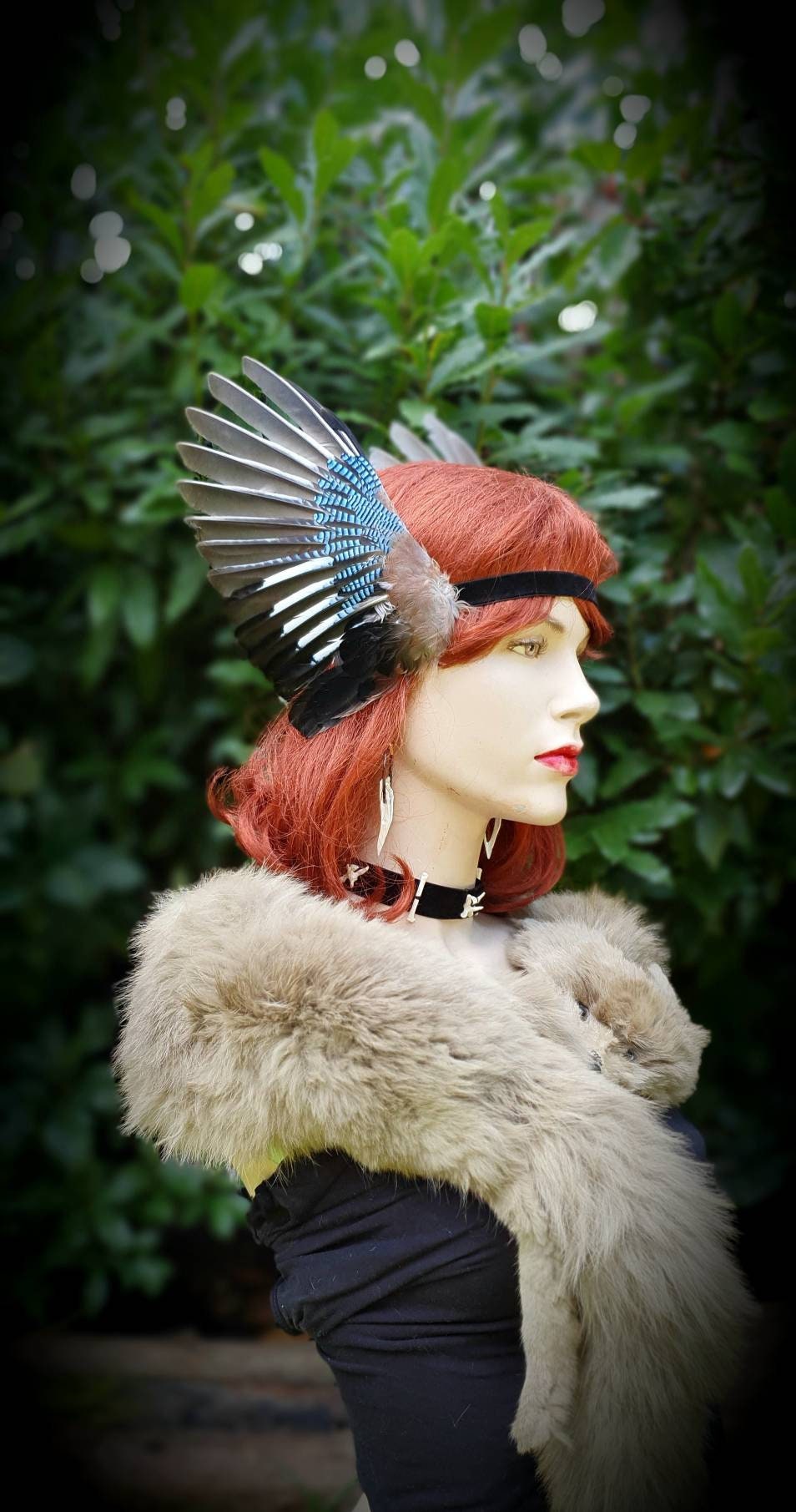 Valkyrie style beautiful real taxidermy jay bird wings | Etsy