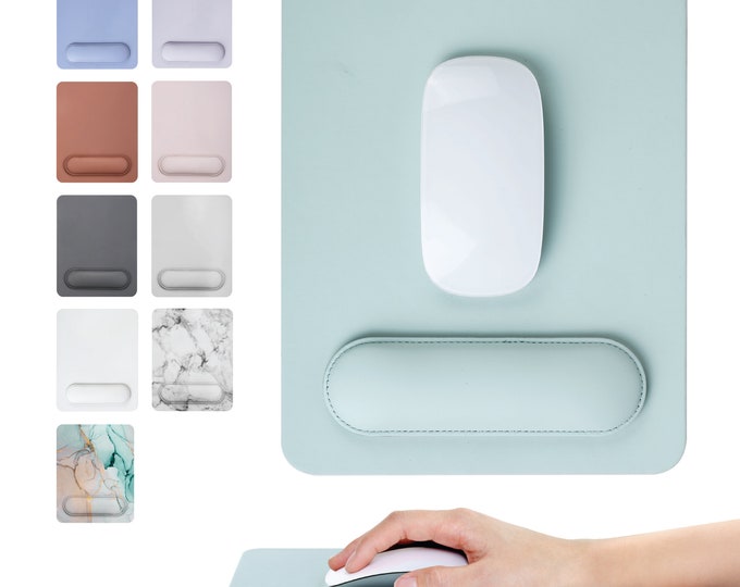 HABITU Vegan Leather Sage Green Mouse Pad With Removable Magnetic Wrist ...