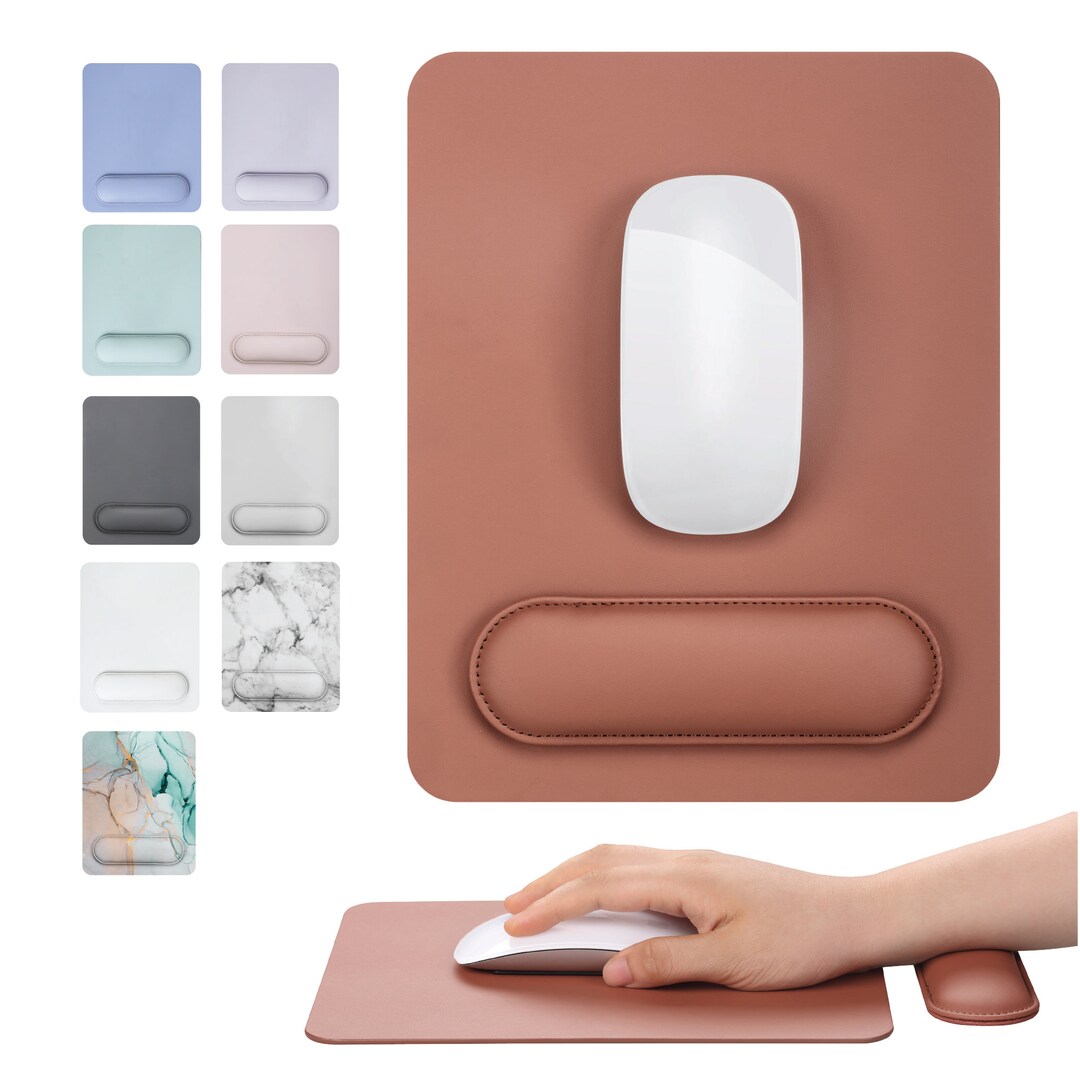 HABITU Vegan Leather Café Brown Mouse Pad With Removable Magnetic Wrist ...