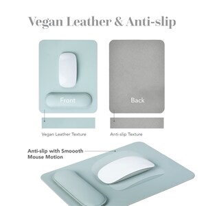 HABITU Vegan Leather Sage Green Mouse Pad With Removable Magnetic Wrist ...