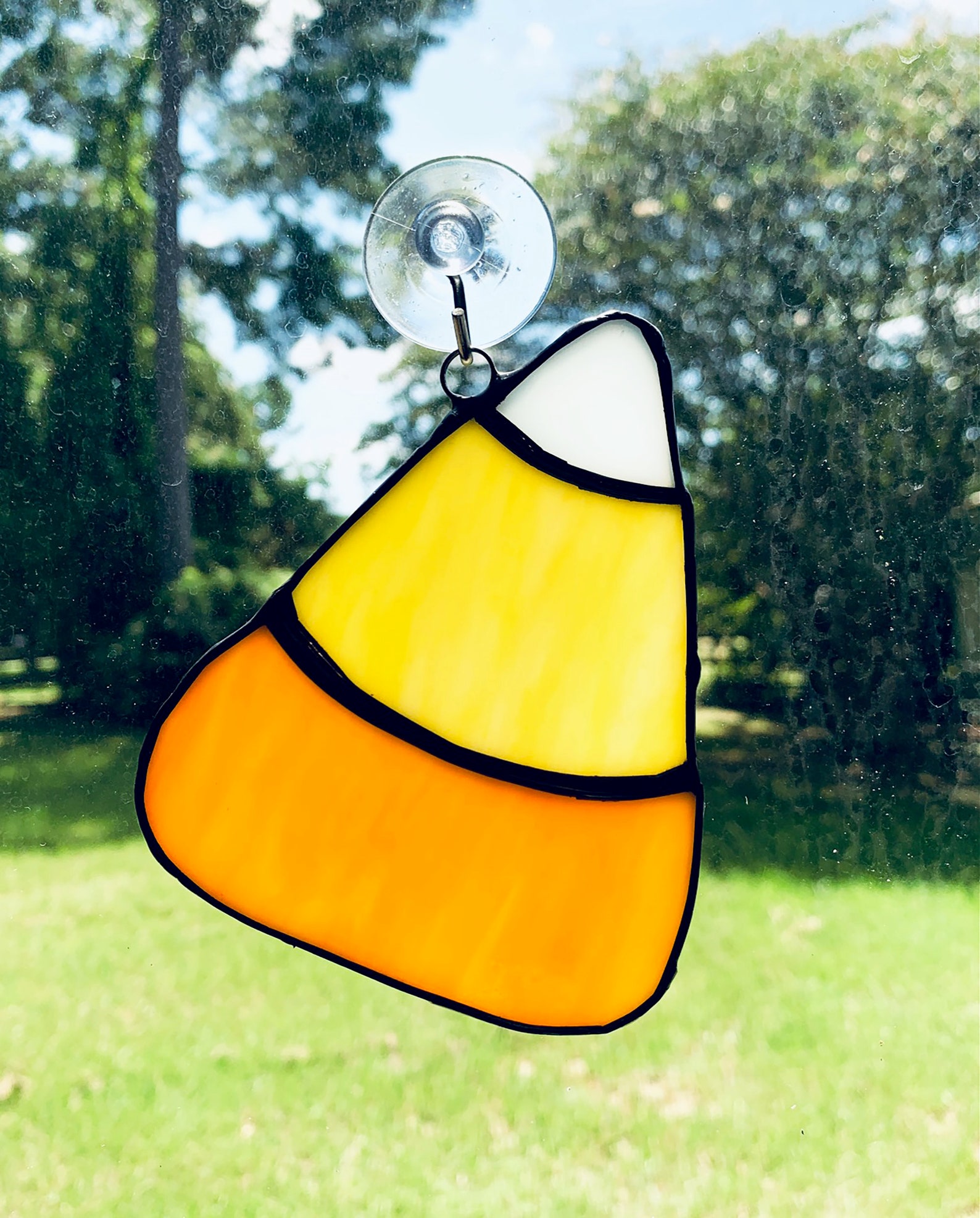 Stained Glass Halloween Candy Corn Suncatcher Ornament Window Decor - Etsy