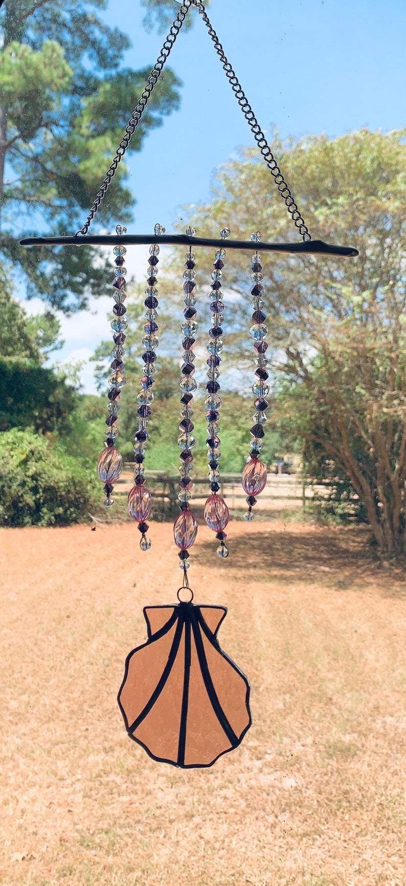 Driftwood Stained Glass Sea Shell Suncatcher Mobile Spinner - Etsy