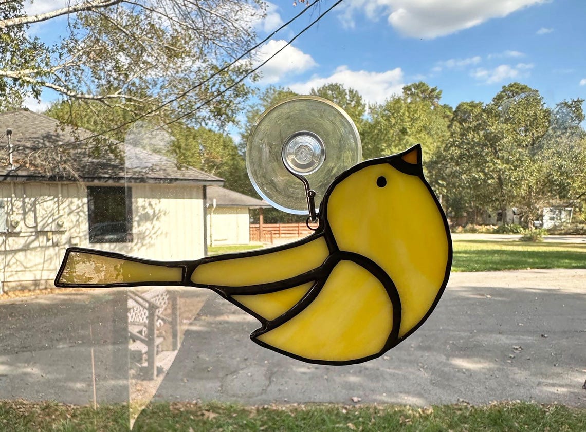 Elegant Stained Glass Bird Window Hanging Nature's Beauty Sun Catcher ...