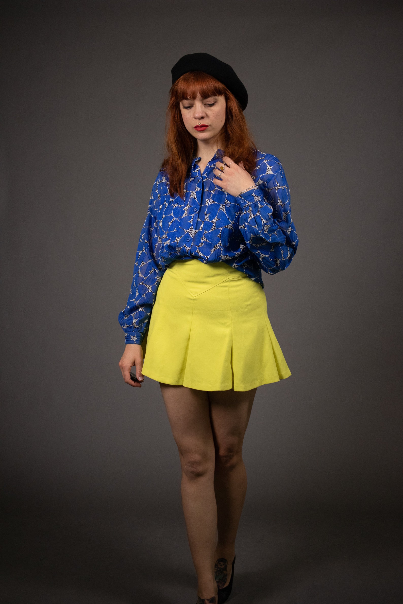 1960's Yellow Mini Cotton and Rayon Skirt - 60's Pale Yellow Mini Skirt ...