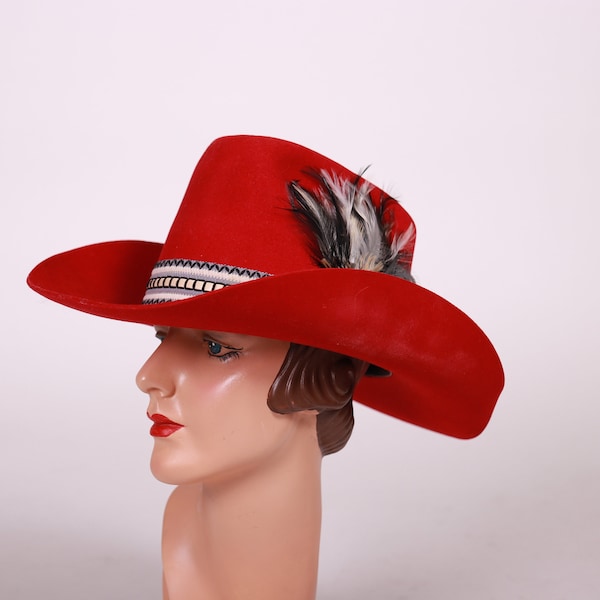 Red Cowboy Hat - Etsy