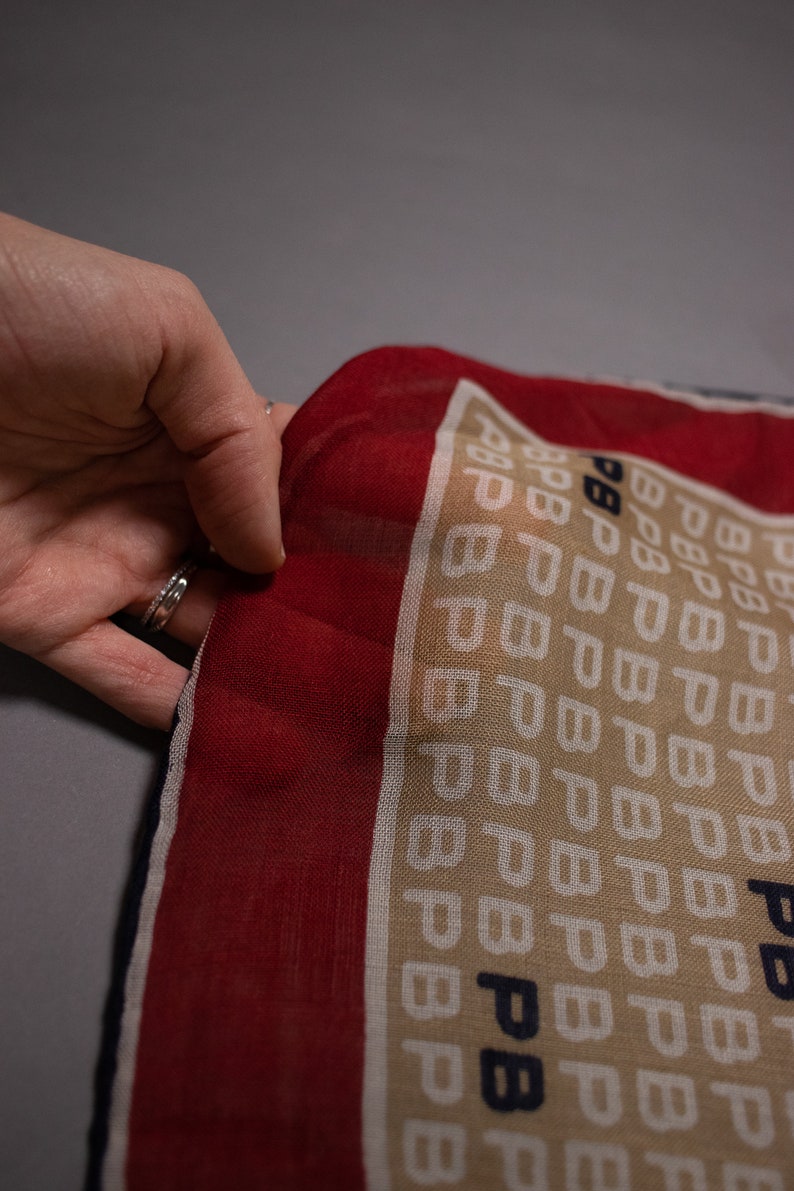 1970's PIERRE BALMAIN Red and Beige Cotton Scarf Balmain - Etsy