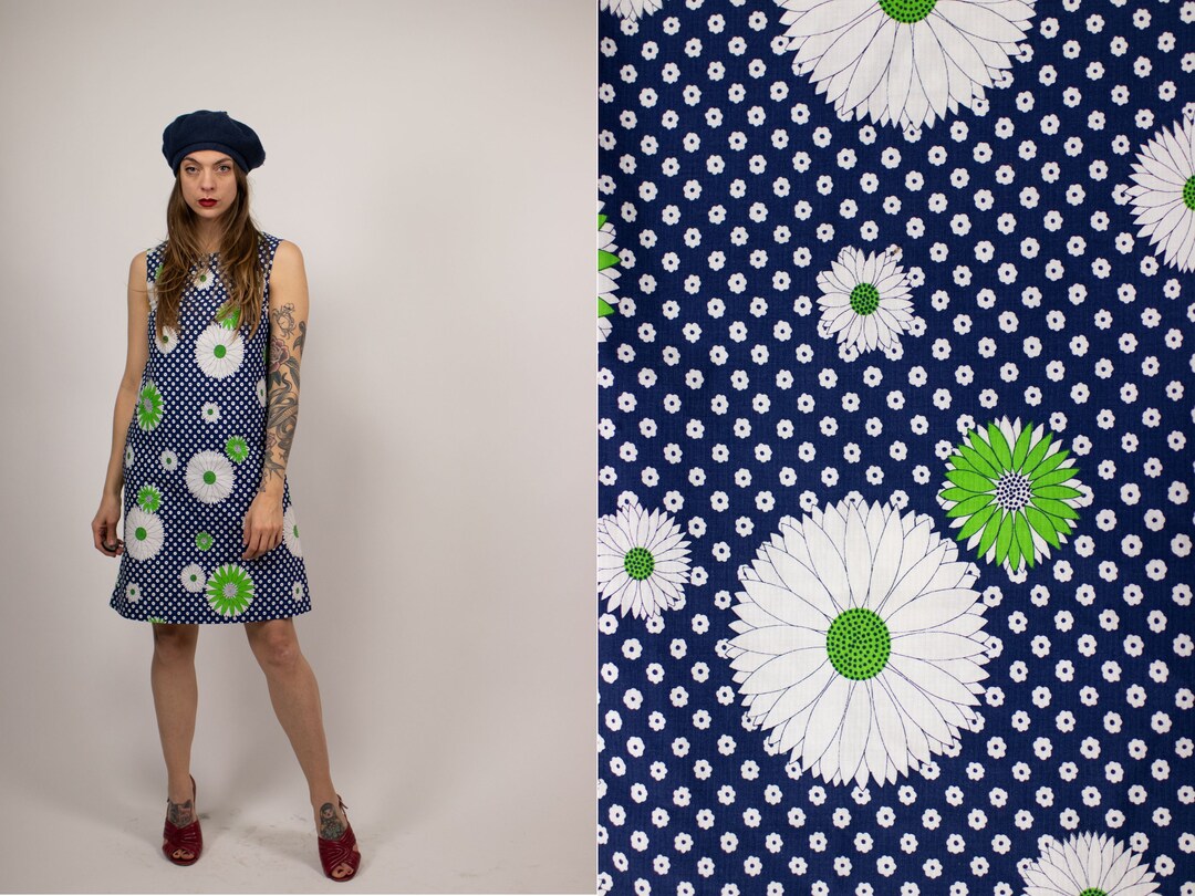 1960s Floral Cotton Mod Girl Dress - Size S to M - Etsy
