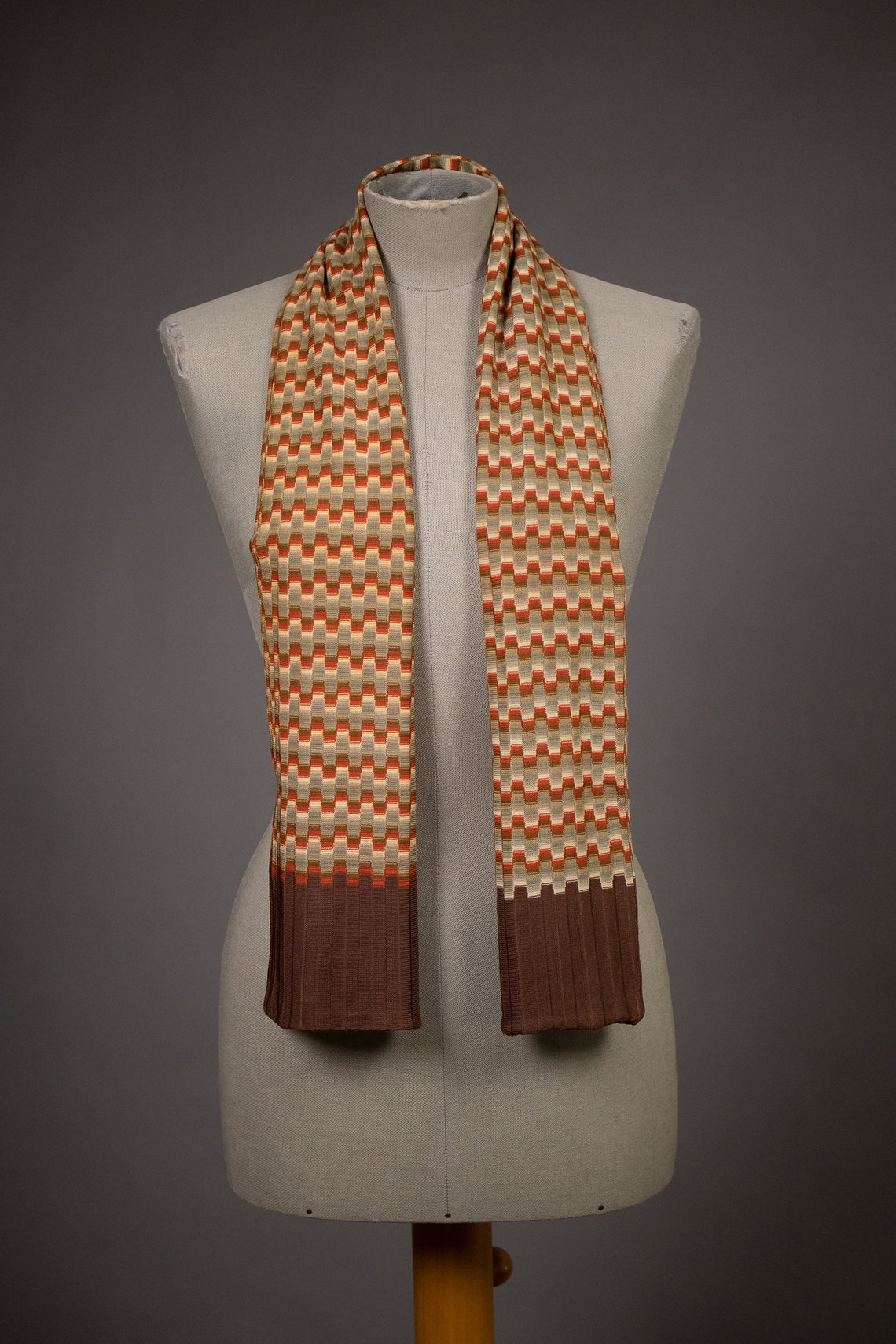 1970's Heavy Knitted Silk Scarf 70's Brown and - Etsy