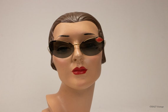 1950s Cat Eye Sunglasses 50s Black And Gold Pin Up … Gem
