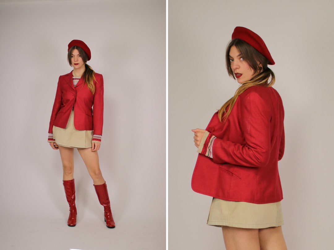 Vintage AKRIS Red Cashmere and Silk Blazer Jacket - Size S - Etsy
