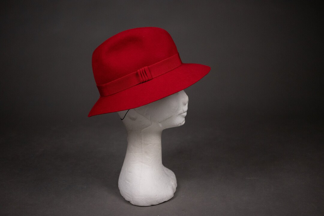 1980's Austrian Red Felt Wool Hat - 80's Bright Red Wool Fedora Hat - Etsy