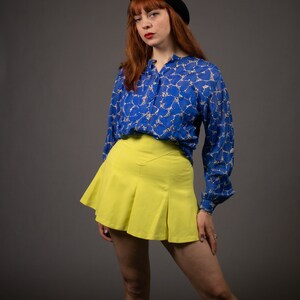 1960's Yellow Mini Cotton and Rayon Skirt - 60's Pale Yellow Mini Skirt ...