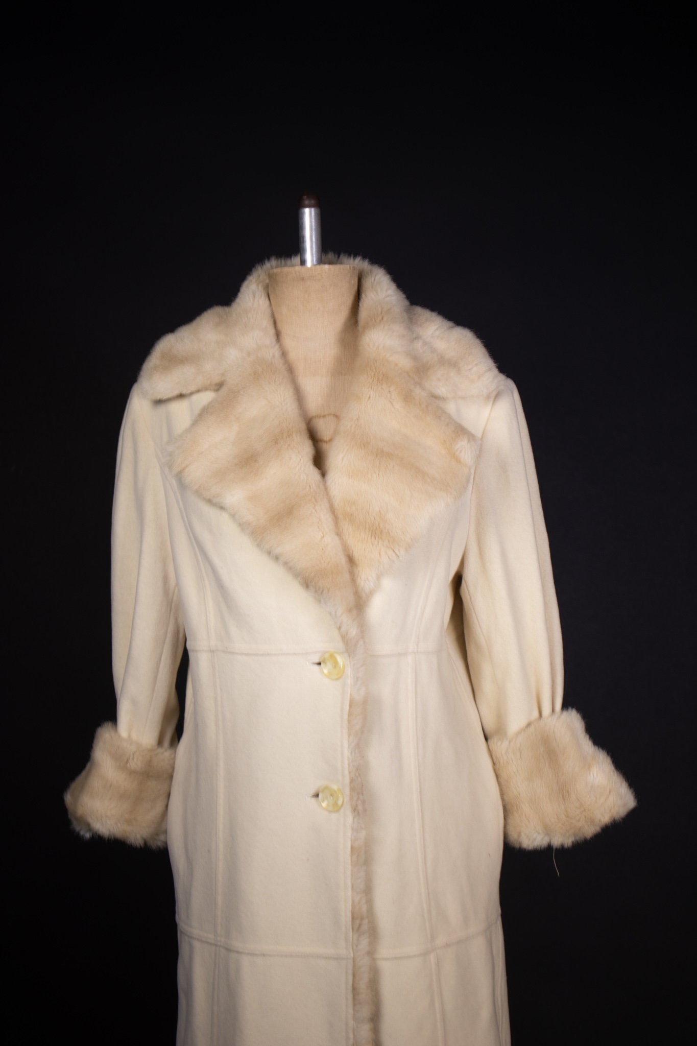 1990's Cashmere and Faux Fur French Coat 90's White | Etsy