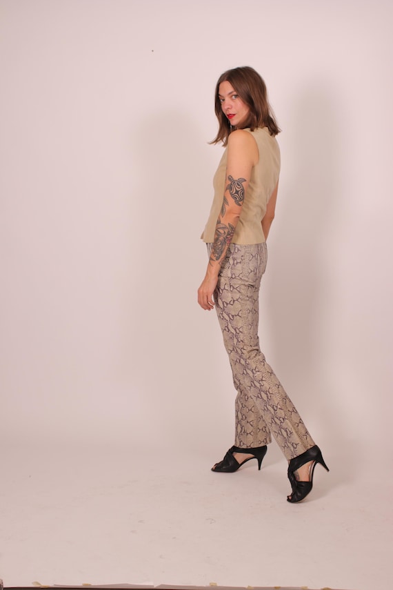 1990s-2000s Python Prints Leather Pants - Size Xs-S - Gem