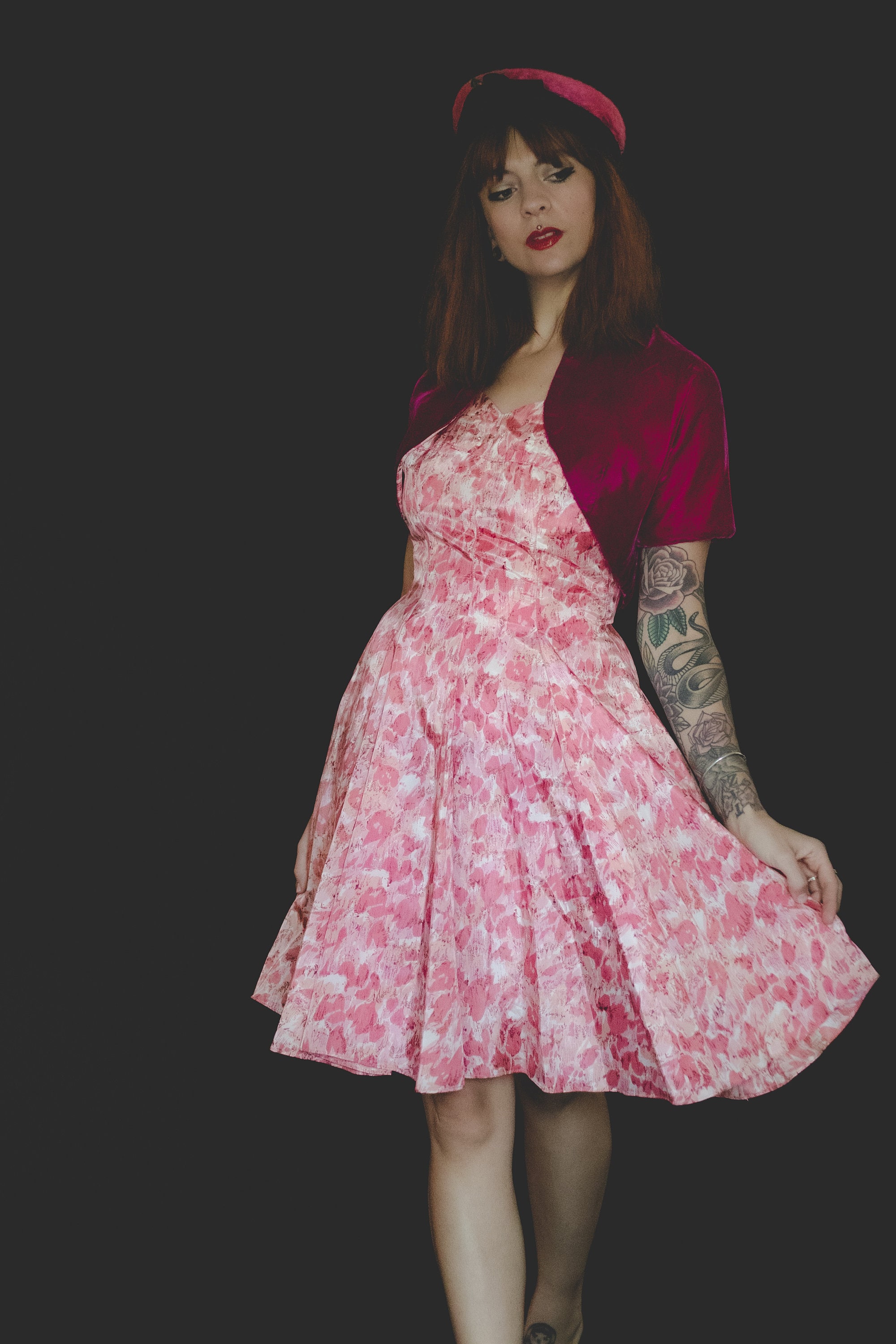 1950's Pink Floral Dress and Bolero Set 50's Party - Etsy