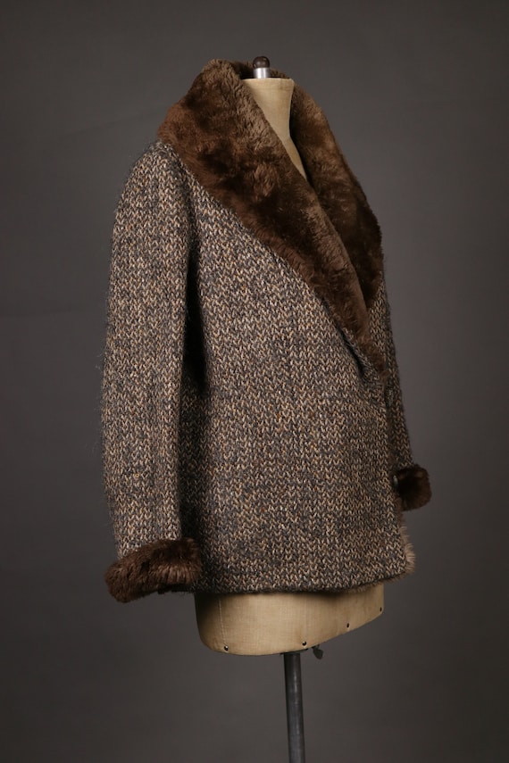 1950's Brown Wool and Sheared Beaver Fur Italian Wint… - Gem