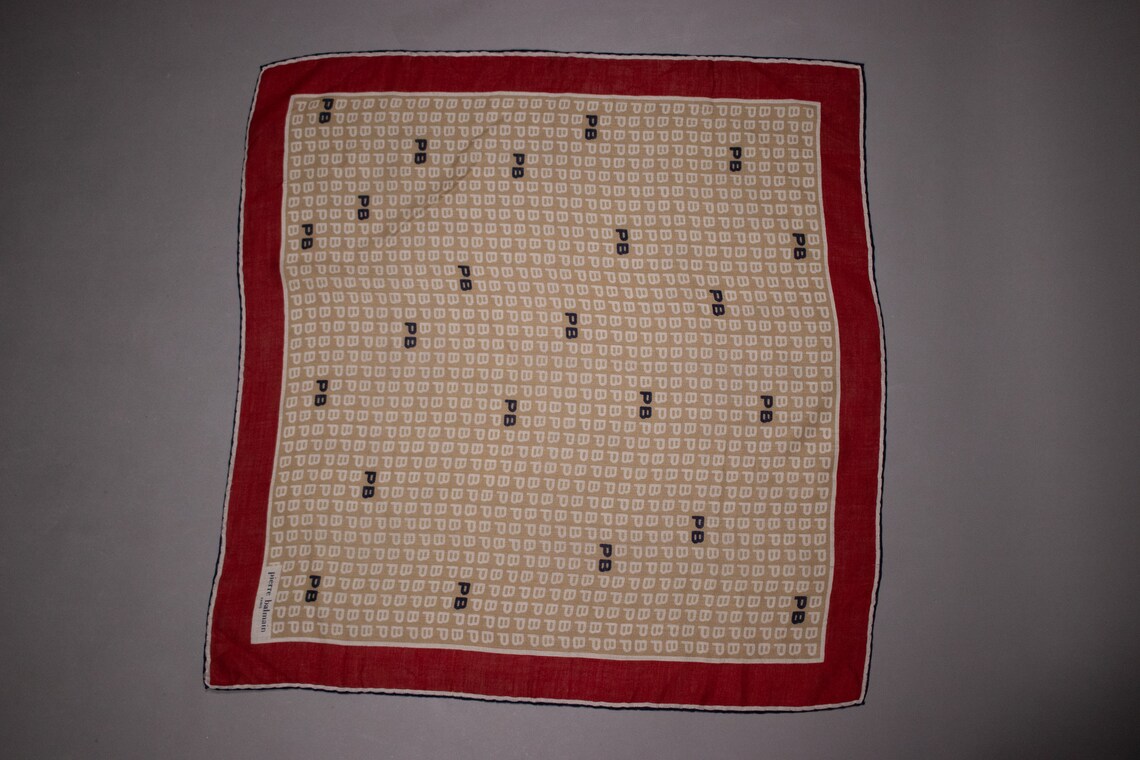 1970's PIERRE BALMAIN Red and Beige Cotton Scarf Balmain - Etsy