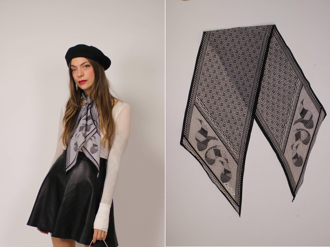1960s Black and White MARY QUANT Scarf - Etsy