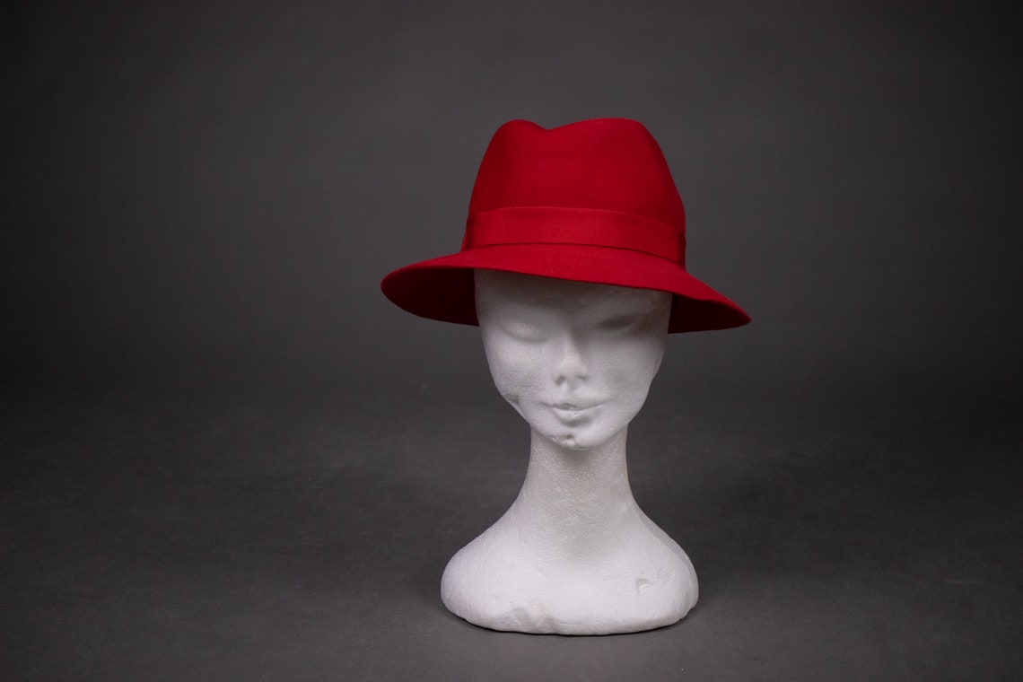 1980's Austrian Red Felt Wool Hat 80's Bright Red | Etsy