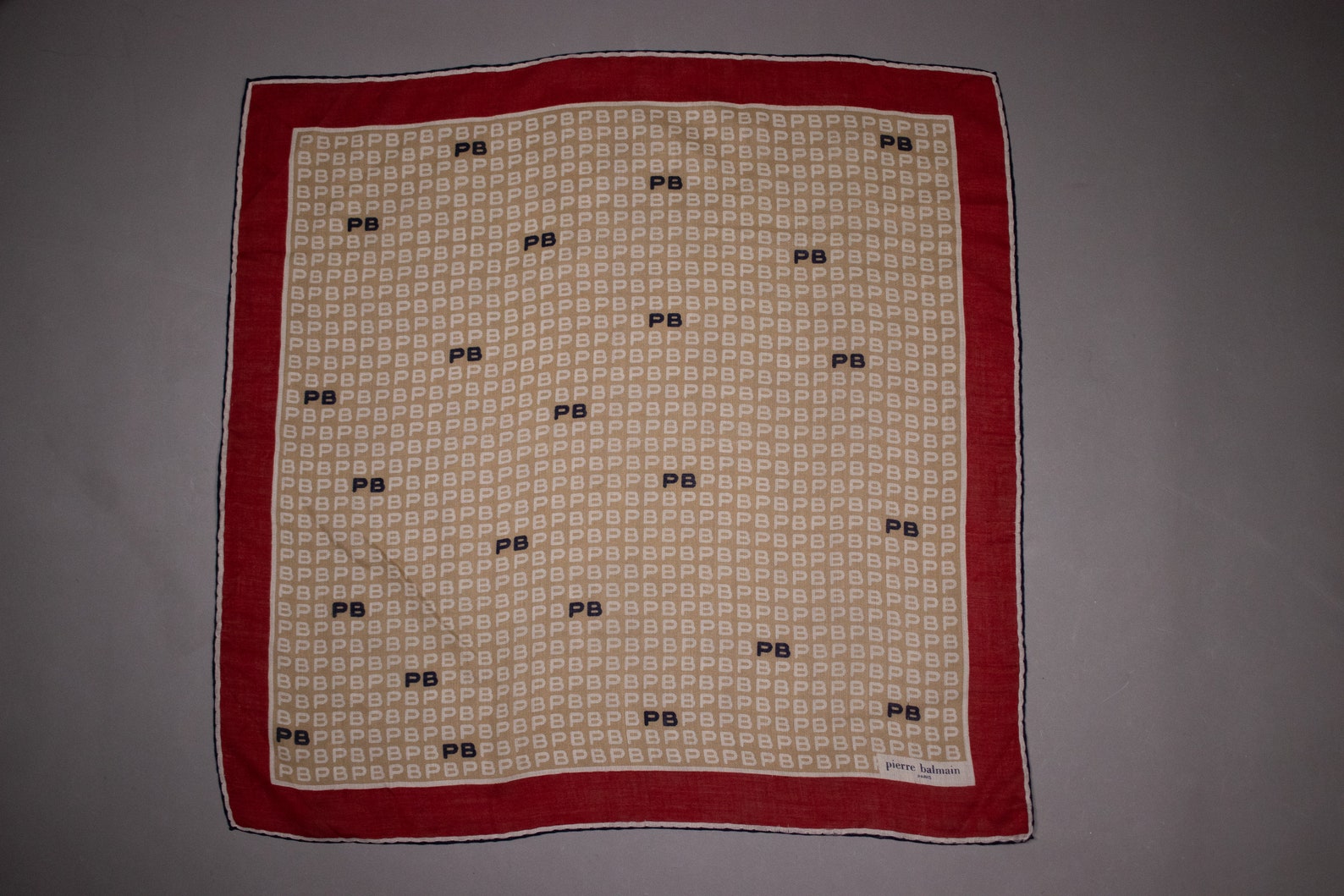 1970's PIERRE BALMAIN Red and Beige Cotton Scarf Balmain - Etsy